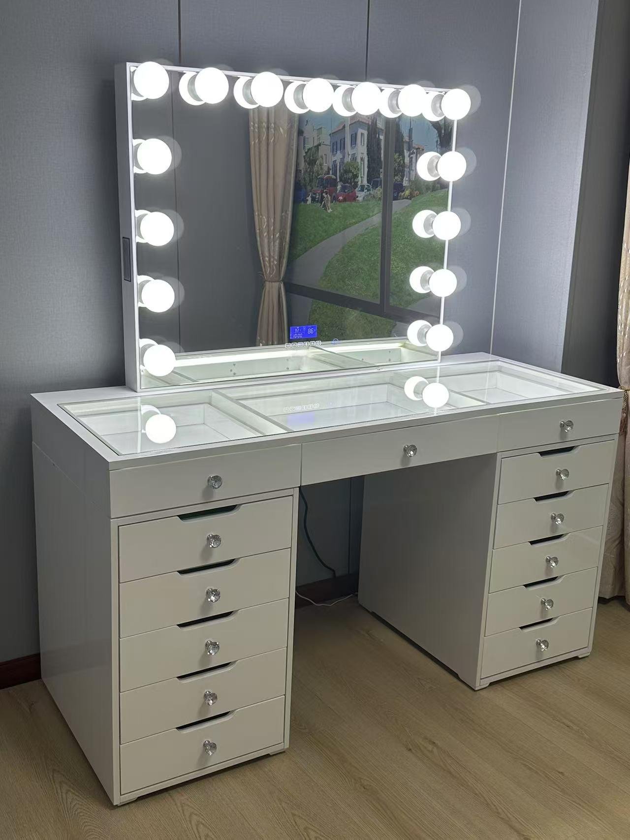 7seas® Ava Rose – Clear Glass Top Dressing Table